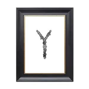 JOHANNA FLEMING Alphabet Typography Letter Y Fine Art Print A4 - Black/white/grey