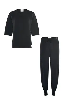 YOU LOOK PERFECT Merino Loungewear Set, Pullover Fay & Pants Bella - Black