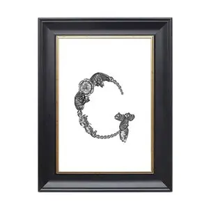 JOHANNA FLEMING Alphabet Typography Letter G Fine Art Print A4 - Black/white/grey