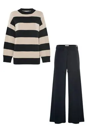 YOU LOOK PERFECT Merino Loungewear Set, Pullover Felia & Pants Bailey - Black