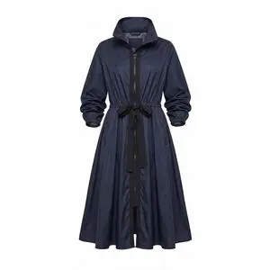 CONCEPT A TROIS Deep Navy Midi Trench Coat With Waist Tie, Sizes Xs-l - Blue
