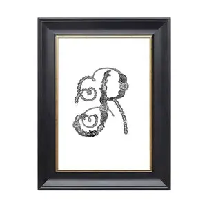 JOHANNA FLEMING Alphabet Typography Letter R Fine Art Print A4 - Black/white/grey