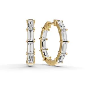 SEREIA OFFICIAL 14k Gold 2 Ct Earrings Baguette Fancy Hoops Gold - Yellow