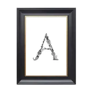 JOHANNA FLEMING Alphabet Typography Letter A Fine Art Print A4 - Grey/white/black