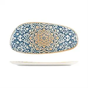 Turgla Home Alhambra Organic Decorated Porcelain Platter - Blue/brown