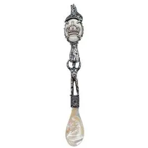 GEM KINGDOM Caviar Spoon Sterling Silver Crown - Silver/white