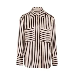 CASA LÉLÉ Neutrals/ The Sasha Button Down In Stripe - Black
