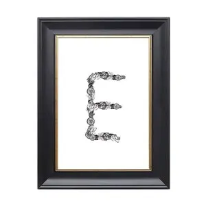 JOHANNA FLEMING Alphabet Typography Letter E Fine Art Print A4 - Grey/white/black