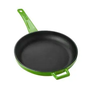 Turgla Home Cast Iron Round Cast Iron Pan With Handle - Green