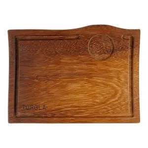 Turgla Home Wood Rectangular Wood Serving Board With Sauce Holder - Brown