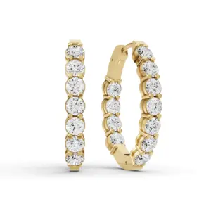 SEREIA OFFICIAL 14k Gold Signature Earrings 4 Ct Oval In & Out Hoops Gold - Yellow