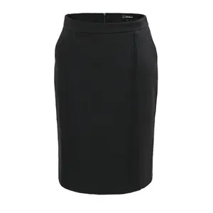 SMART AND JOY Straight Skirt With Topstitched Pleats - Black