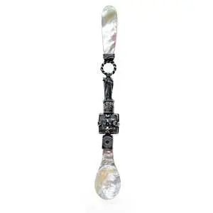 GEM KINGDOM Caviar Spoon Sterling Silver Horn