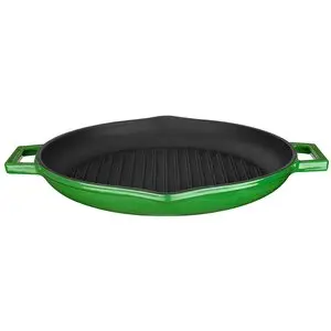 Turgla Home Cast Iron Round Cast Iron Pan - Green
