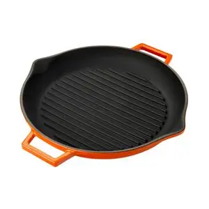 Turgla Home Cast Iron Round Cast Iron Pan - Orange