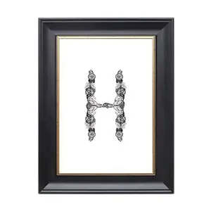 JOHANNA FLEMING Alphabet Typography Letter H Fine Art Print A4 - Black/white/grey