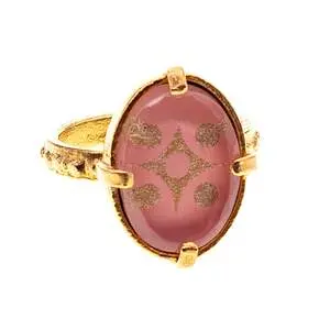 GEM KINGDOM Pink Star Intaglio Ring - Pink/gold