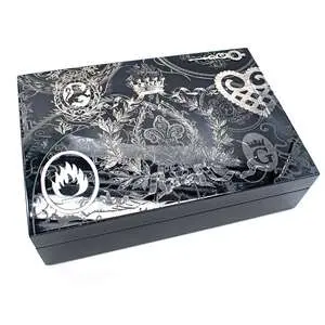 GEM KINGDOM Engraved Black Lacquer Jewelry Box - Black/silver