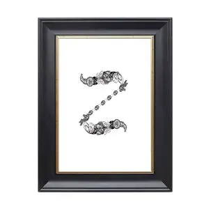 JOHANNA FLEMING Alphabet Typography Letter Z Fine Art Print A4 - Black/white/grey