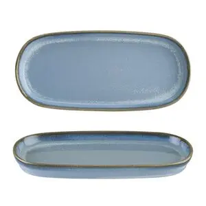 Turgla Home Sky Oval Porcelain Side Serving Platter - Blue