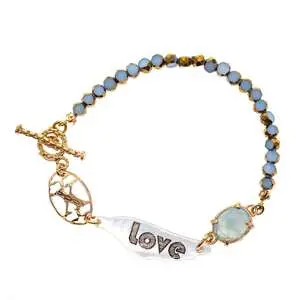 GEM KINGDOM Love Beaded Bracelet - White/gold