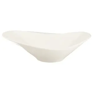 Turgla Home Gourmet Oval Warm Stream Porcelain Serving Bowl - White