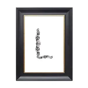 JOHANNA FLEMING Alphabet Typography Letter L Fine Art Print A4 - Black/white/grey