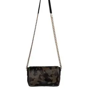 JUAN-JO Camouflage Hair-on-leather Small Crossbody Bag - Green/black