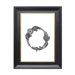 JOHANNA FLEMING Alphabet Typography Letter O Fine Art Print A4 - Black/white/grey