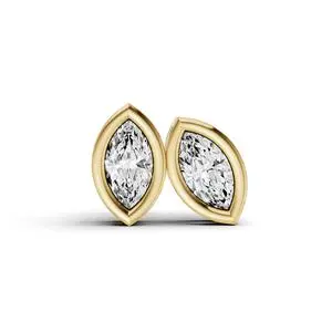SEREIA OFFICIAL 14k Gold Studs 0.5 Carat Marquise Bezel Solitaire Gold - Yellow