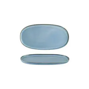 Turgla Home Sky Oval Blue Porcelain Serving Platter - Black