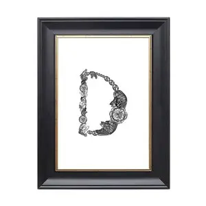 JOHANNA FLEMING Alphabet Typography Letter D Fine Art Print A4 - Grey/white/black
