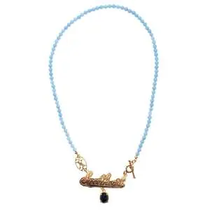 GEM KINGDOM Blue Sweetheart Necklace - Blue/gold
