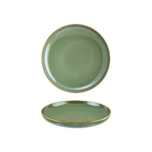 Turgla Home Sage Round Porcelain Deep Entree, Dinner Plate - Green