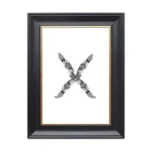 JOHANNA FLEMING Alphabet Typography Letter X Fine Art Print A4 - Black/white/grey