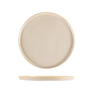 Turgla Home Neutrals Sand Round Porcelain Entree, Dinner Plate - Beige