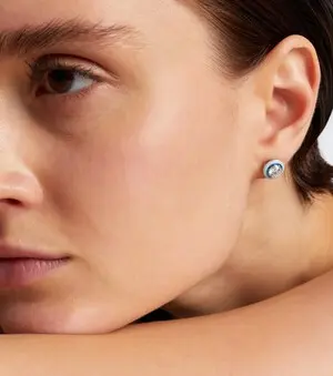 KAMYEN Dottie 18kt White Gold And Enamel Earrings With Diamonds
