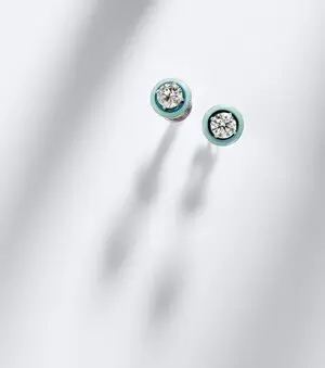 KAMYEN Dottie 18kt White Gold And Enamel Earrings With Diamonds