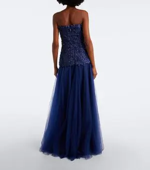 Costarellos Gisella Tulle And Lurex® Satin Bustier Gown