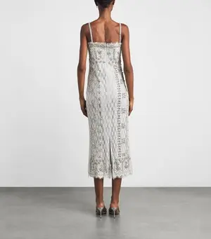 Costarellos Beaded-lace Leona Midi Dress