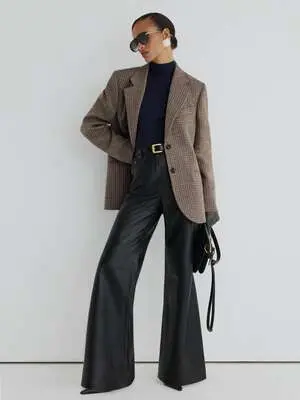 ATELIER Wool Cotton Check Single Breasted Relaxed Fit Blazer