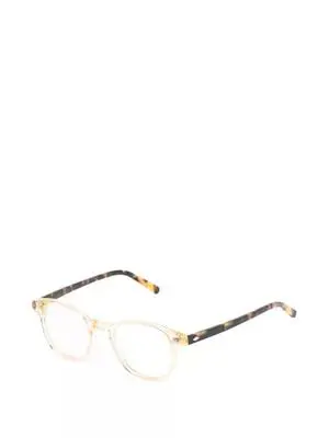 LESCA Tortoiseshell-effect Round-frame Glasses - Brown