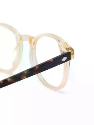 LESCA Tortoiseshell-effect Round-frame Glasses