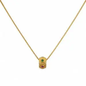 ANGEL BAROCCO Plated Sterling Silver Multicolour Barrel Pendant Necklace - Gold