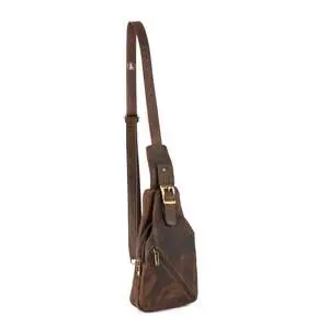 BEDROOM ATHLETICS Chiesa Distressed Leather Chest Bag - Brown