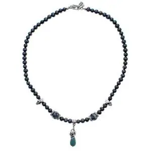 GEM KINGDOM Skull & Beaded Necklace - Black/silver