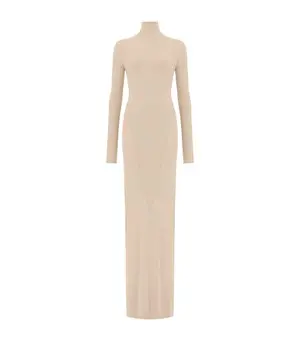 Alaïa Jersey High-neck Maxi Dress - Grey