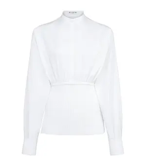 Alaïa Cotton Poplin Cinched Shirt