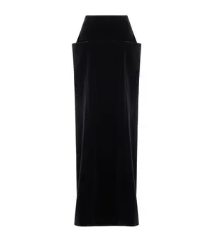 Alaïa Cotton Velvet Maxi Column Skirt