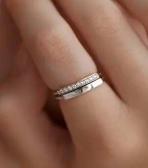 Monica Vinader Sterling And Diamond Linear Stacking Ring